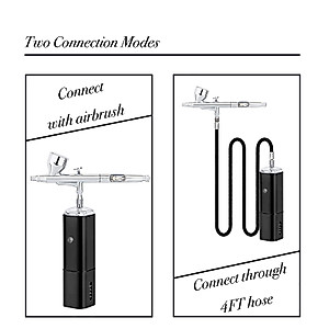 Casubaris cordless Portable Airbrush kit with Compressor,Rechargeable and replaceable auto Stop Dual Action air Brush Pen,Match Different Airbrush Guns for Barbers Model Painting Nail Art Craft Makeup