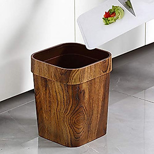 Garneck Trash Container Vintage Trash Trash Can Wood Small Square Wastebasket Garbage Container Bin Trash Can Pail for Bathroom Kitchen Home Office Square Garbage Container Kitchen Garbage Cans
