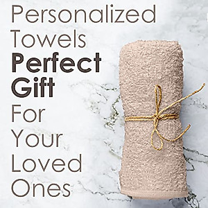 Personalized Towels Set - 3 Pack Super Soft & Absorbent Turkish Cotton Towels for Bathroom, Spa, Gym, Pool and Hotels - Includes 1 Bath Towel, 1 Hand Towel, 1 Washcloth - Lavender Towel Set
