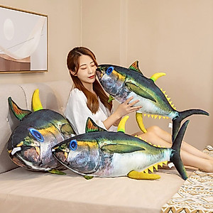 TONGMAN 20” Realistic Tuna Fish Plush Toy, Super Soft Plush Dolls Stuffed Toys, Plush Toy Marine Animal Plush Toy Plush Doll Gift (Fish Shaped Pillow 20 Inches)