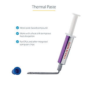 StarTech.com Thermal Paste, Metal Oxide Compound, Re-sealable Syringe (1.5g), CPU/GPU Thermal Grease Paste (SILVGREASE1)
