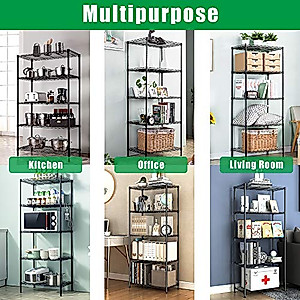 Dkelincs 5-Tier Wire Shelving Metal Utility Steel Storage Shelves for Garage Kitchen Living Room 24" L X 14" W X 60" H Shelf Unit Organizer Rack, Black