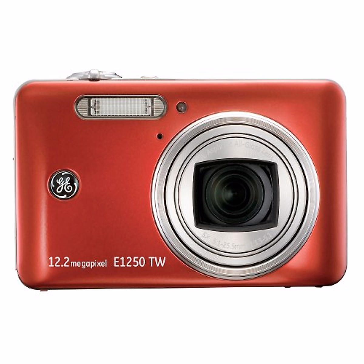 GE E1250TW-RD 12MP Digital Camera with 5X Optical Zoom and 3.0 Inch LCD with Auto Brightness - Red