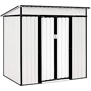 SOLAURA 6'x4' Outdoor Vented Storage Shed Garden Backyard Tool Steel Cabin (White)
