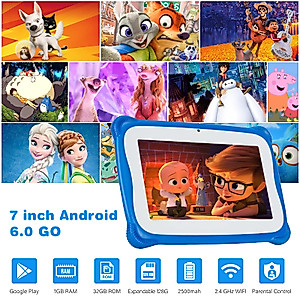 7 inch Kids Tablet, 8001280 IPS FHD Display, Android 11 Tablet PC, WiFi, Bluetooth, Dual Camera, Educational, Games, Parental Control with Kids-Tablet Case