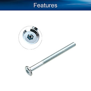 Yinpecly 20PCS M6x70mm Hex Socket Flat Head Screws Furniture Bolts Fastener Countersunk Connector Screws, Full Thread, Carbon Steel, Blue White Tone