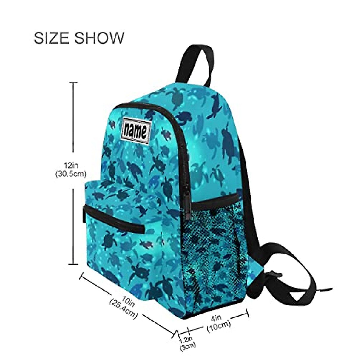 Glaphy Custom Kid's Name Backpack, Ocean Turtles Blue Toddler Backpack for Daycare Travel Personalized Name Preschool Bookbag for Boys Girls