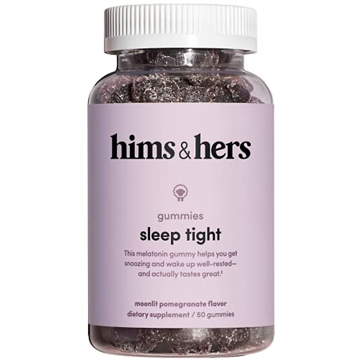 HIMS & Hers Sleep Gummies Melatonin Pomegranate Berry Flavor with Chamomile Extract and L-theanine. 60 Gummies. 1 Pack (Packaging May Vary)