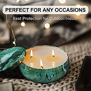 Citronella Candles Outdoor Large - 3 x 14oz 3-Wick Tin Candle for Home Patio up to 200 Hours Burning, Natural Soy Wax Lemograss Candle Bulk for Outside Garden Yard Balcony, Summer Camping Huge Candle