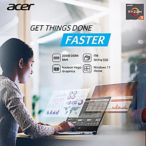 acer Aspire 5 Laptop, AMD Ryzen 3 5300U Quad-Core Processor, 15.6" FHD IPS Display, 20 GB DDR4 RAM, 1 TB PCIe SSD, HDMI, Fingerprint, Wi-Fi 6, Backlit Keyboard, Windows 11 Home S Mode
