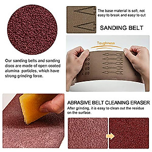 Sanding Belts and Sanding Discs Set for Power Combination Disc & Belt Sander 10 PCS 4 x 36” Aluminum Oxide Sanding Belts and 12 PCS 6” PSA Self Adhesive No-hole Sticky Back Sanding Discs(80-400 Grit) 