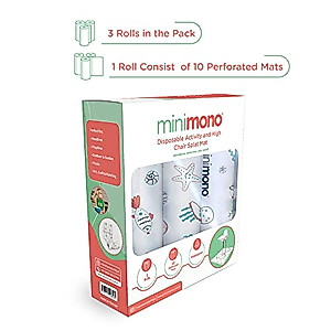 Minimono Baby Splat Mat for Under High Chair - 30 Pcs Disposable and Waterproof Splash Mats - 40"x47" Multipurpose Activity Mat for Picnic Art and Craft - BLW Baby Led Weaning Supplies (Sea Animals)