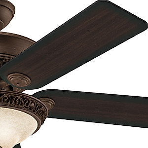 Hunter Fan 52in Traditional Cocoa Ceiling Fan with an Amber Scavo Glass Light Kit, 5 Blade (Renewed)
