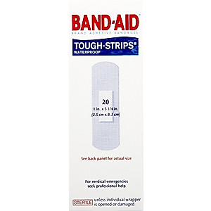 Band-Aid Brand Water Block Waterproof Tough Adhesive Bandages for Minor Cuts and Scrapes, All One Size, 20 Count (Pack of 1)