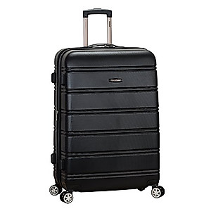 Rockland Melbourne Hardside Expandable Spinner Wheel Luggage, Black, Checked-Large 28-Inch