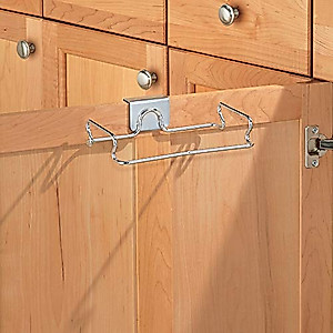iDesign Classico Metal Over the Cabinet Plastic Bag Holder for Kitchen, Pantry, Bathroom, Dorm Room, Office, 5.5" x 6.5" x 2", Chrome