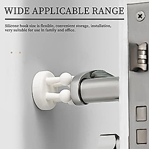 4 Pack Self Adhesive Hooks Holders,Silicone Decoration Hooks Stick to Wall Door,for Hanging Towel Key Clothes Plug Cable,Functional Utility Holders Wide Use for Hanging Bathroom (White)