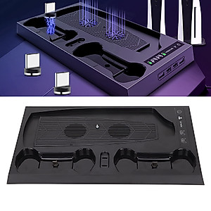 Septpenta Gaming Console Cooling Fan, Dual Fast Charge & Multi Power, 2 Magnetic Dongles, Premium Smart Chip, Dual 2800 RPM Cooling, Gp5 1510 Cooling Bracket for PS5