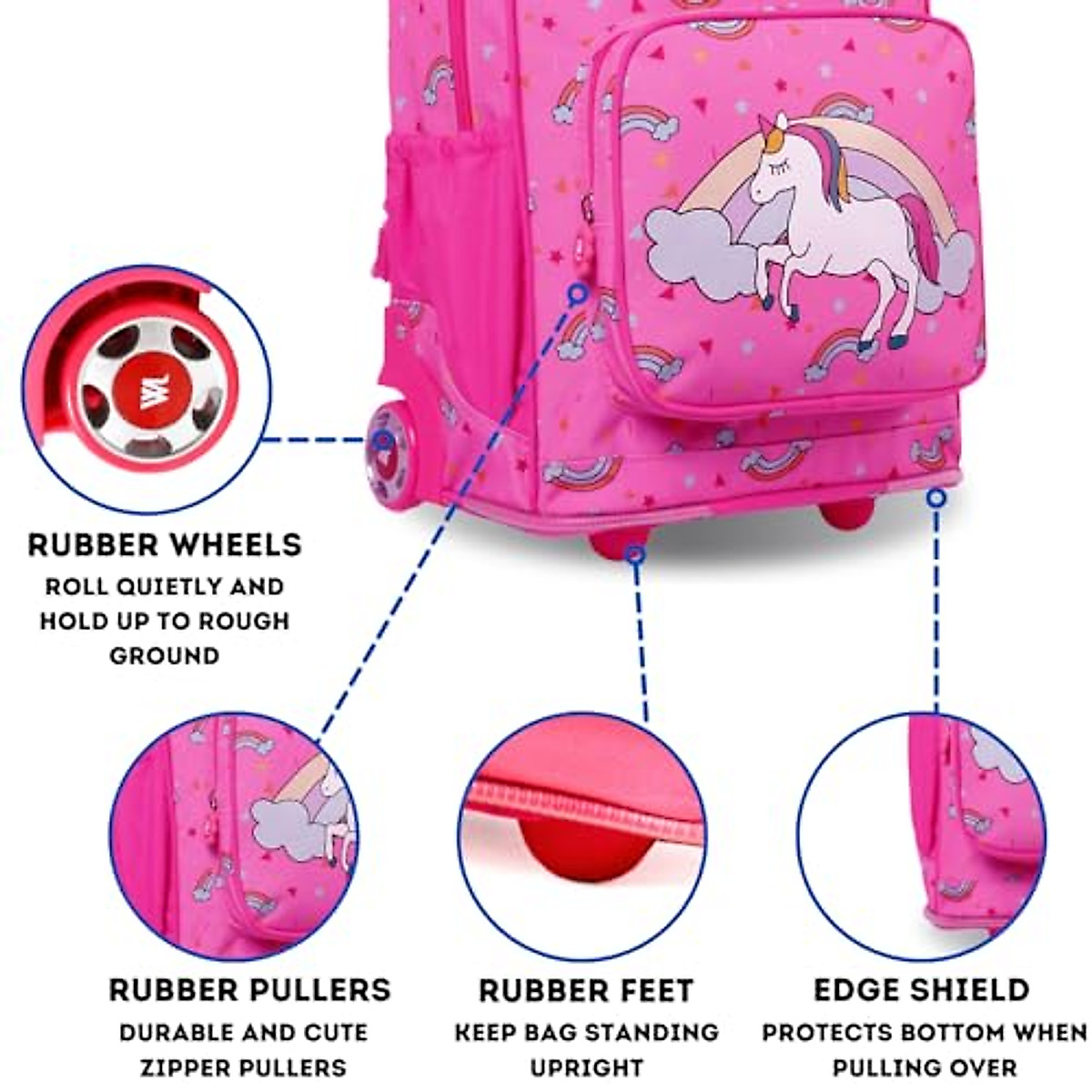 J World New York Kids' Sparkle Rolling Backpack, Unicorn, One Size