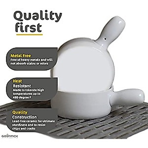 GOURMEX French Onion Soup Bowls with Handles | Stackable Ceramic Bowl Set | Ideal Cereal, Salad or Soup Mug | Microwave, Oven and Dishwasher Safe | Set of 4 (15 OZ)