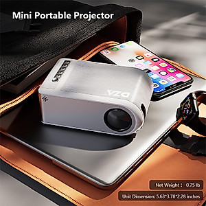WiFi Mini Projector for iPhone, DZA Outdoor Portable Projector Supports 1080P with Synchronize Smartphone Screen, Movie Projector for Home Theater Compatible with iOS/Android/PC/TV Stick, and HDMI/USB
