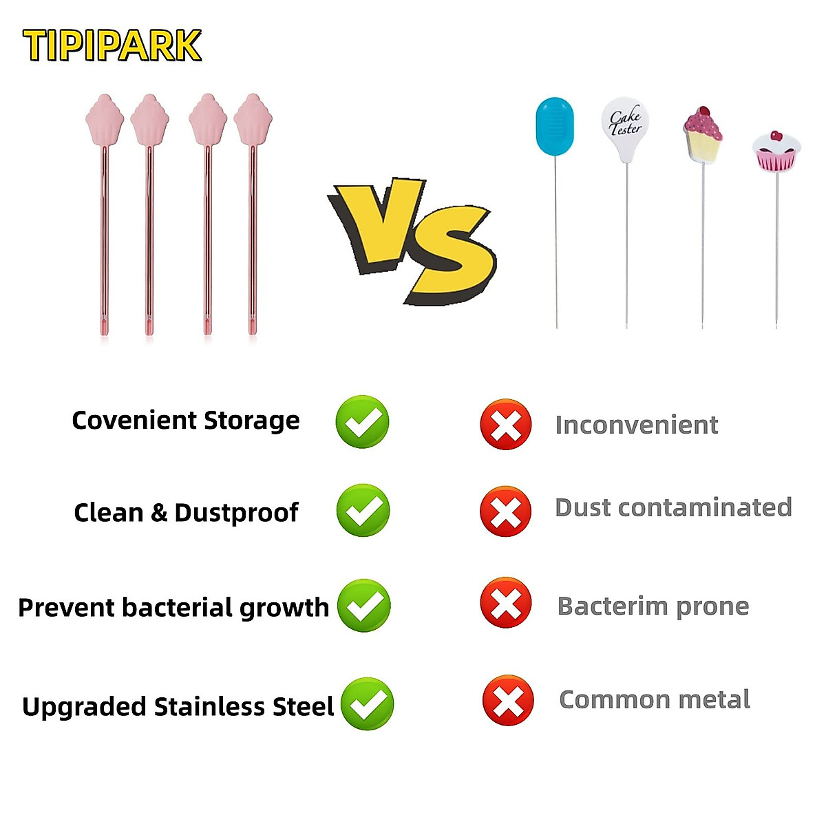 4 Pcs Cake Tester - Foldable Cake Testers for Baking Doneness Stainless Steel Stick Needle for Chiffon Cakes Baking Tools