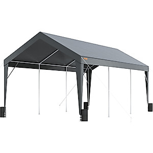 VEVOR Upgraded 10x20 ft Heavy Duty Carport Car Canopy, Car Port Garage Boat Shelter Party Tent with 8 Reinforced Poles and 4 Weight Bags, UV Resistant Waterproof Tarp for SUV, Truck, Boat