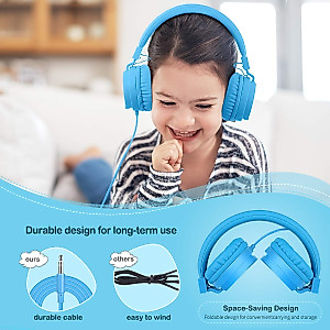 Kids Headphones, Gorsun Lightweight Stereo Wired Children's Headsets for Kids Adults Adjustable Headband Toddler Headset for Smartphones Computer Pad Earphones