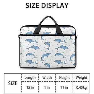 Water Dolphins Laptop Computer Bag Waterproof Shoulder Messenger Bag 13-15 inch Durable Laptop Tote Bag with Shoulder Strap Handle Lightweight Crossbody Briefcase