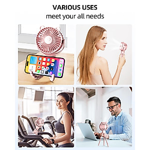 ASNUG Portable Mini Stroller Fan, Battery Operated Small Clip on Fan, Detachable Flexible Tripod Baby Fan with 3 Speed, Rechargeable Personal Fan for Car Seat Crib Treadmill Travel