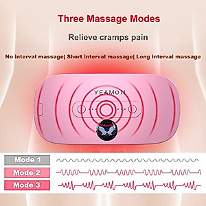 Portable Cordless Heating Pad, Electric Waist Belt Device, Fast Heating Pad with 3 Heat Levels and 3 Massage Modes, Back or Belly Heating Pad for Women and Girl