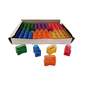 Dondor Pencil Sharpeners For Kids with Removable Neon Colored Lids (144 Pack)