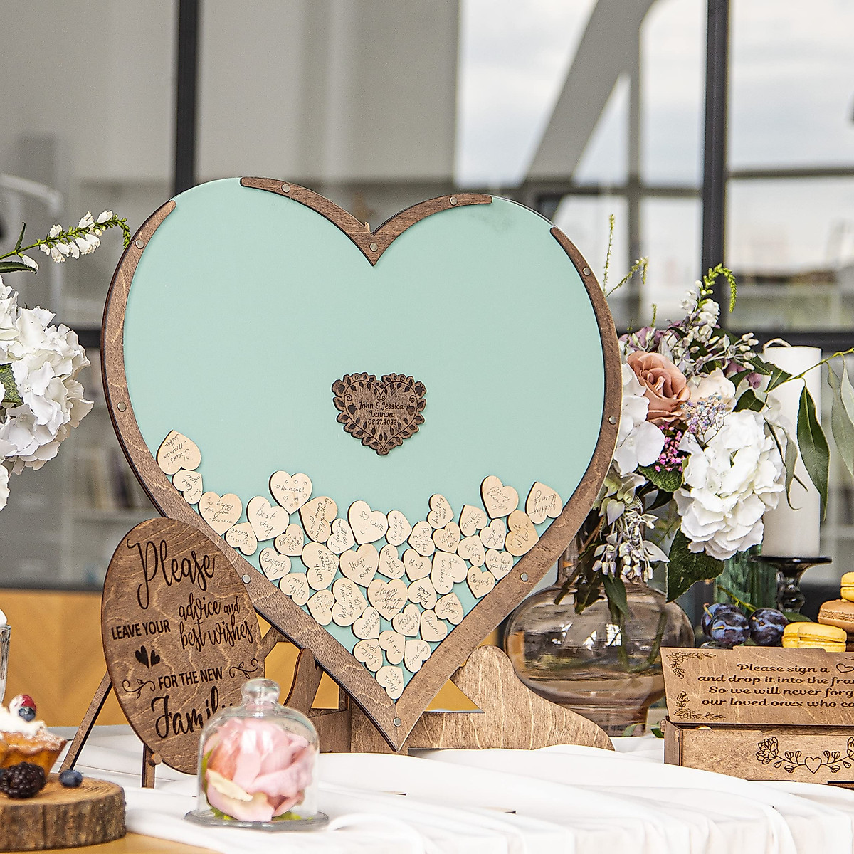 Personalized Wedding Guest Book Wedding Drop Box Wooden Rustic Wedding Decor Alternative Guest Book Wedding Ideas Wedding Heart Guest Drop Box Alternative Guest Book Frame with Hearts by WeddingByEli