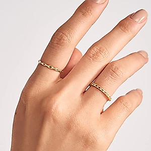 GELIN 14K Solid Gold Chain Ring for Women | 14k Gold Stackable Rings, Size 8