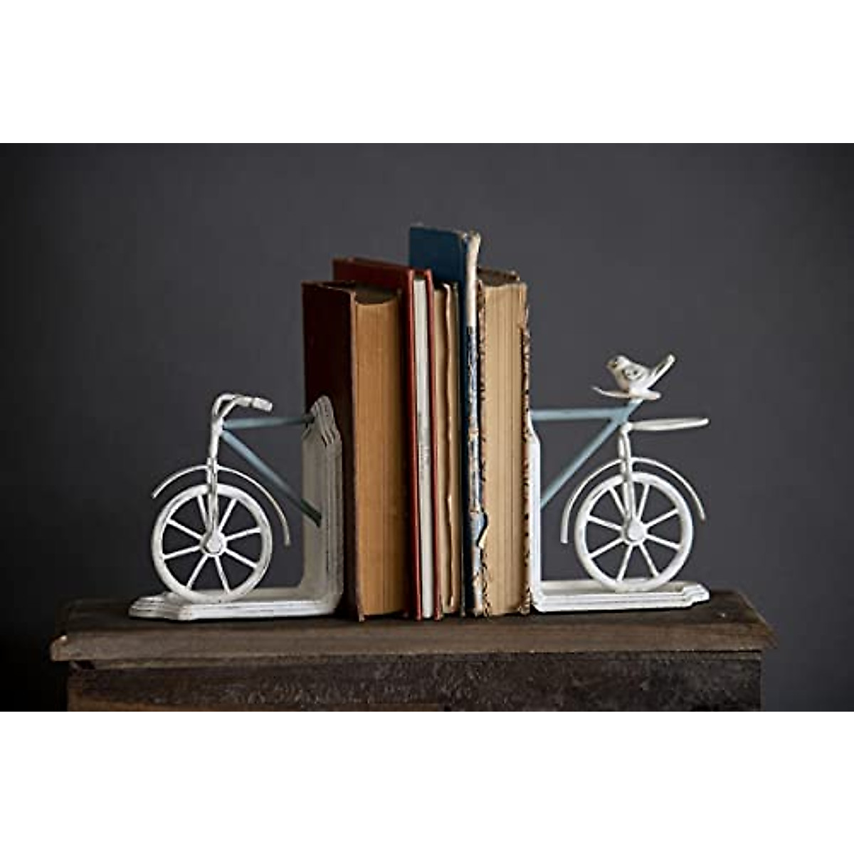 Foreside Home & Garden White Set of 2 Metal Bicycle Bookends FDDD10014, Multi
