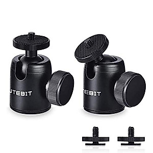 UTEBIT 2 Pack DSLR Camera Tripod Ball Head with Hot Shoe Mount Adapter 360° Panoramic Mini Ball Head 1/4" Screw Thread Compatible for Vive Flash Light