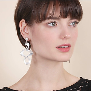Flowing Water Abstract Metal Frame Bold Statement Drop Earrings for Women