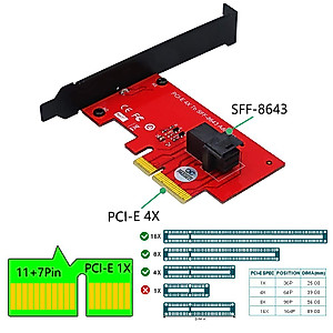 PCI Express 4.0 x4 Host Adapter Card with SFF-8643 Mini-SAS HD 36Pin Connector for U.2 (SFF-8639) PCIe-NVMe SSD - Support Intel 750 2.5-inch U.2 SFF SSD for Mining