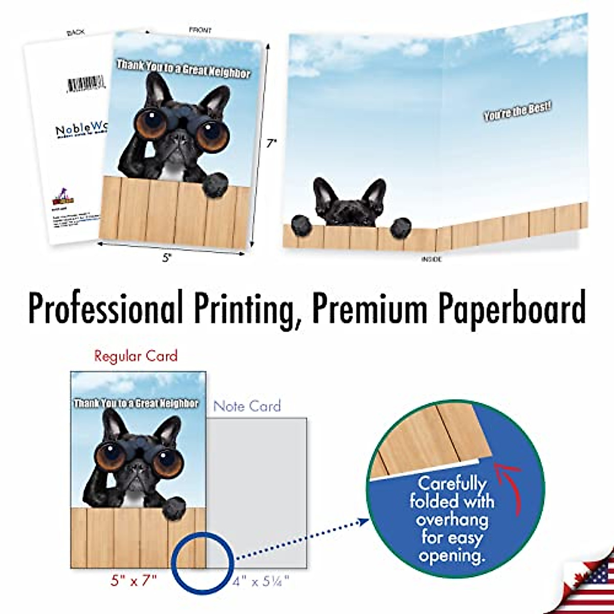 NobleWorks - Funny Thank You Greeting Card (Neighbor) with 5 x 7 Inch Envelope (1 Card) - Thank You To A Great Neighbor 9107