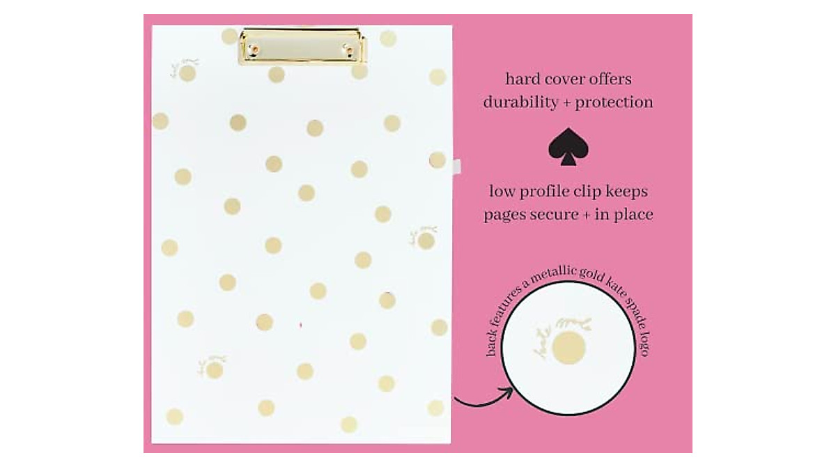 Kate Spade Gold Dot Clipboard Folio - Stylish & Professional Organizer