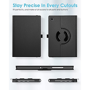 TiMOVO Compatible with Samsung Galaxy Tab A8 10.5 Case 2022, Galaxy A8 Tablet Case SM-X200/SM-X205, 90 Degree Rotating Swivel Leather Cover, Multiple Viewing Angles Folding Stand Case, Black