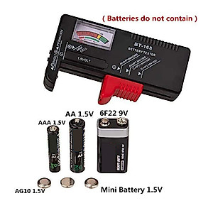Battery Tester for AAA, AA, C, D, 9V, 1.5V Button Cell, Battery Tester Checker, Batteries - Household Battery Life Level Testers Power Monitor Meter (Requires No Battery for Operation)