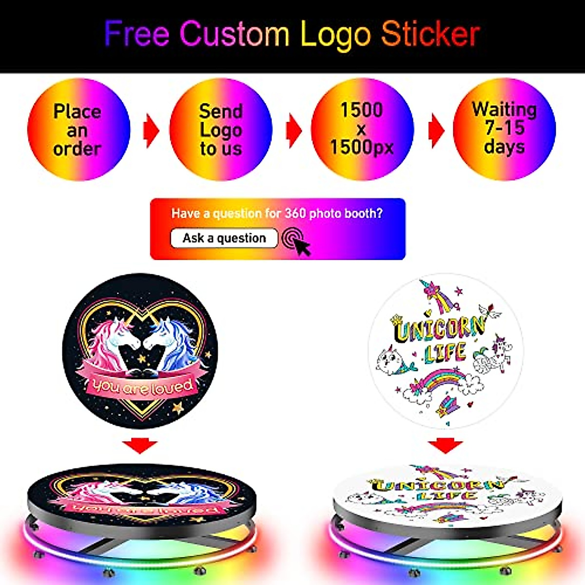 ZTGYGY 360 Photo Booth Machine 80cm for 3 People with Flight Case, Free Custom Logo,Remote Control Automatic 360 Spin Camera Booth Selfie Platform for Parties (80cm/31.5“ + Flight Case)