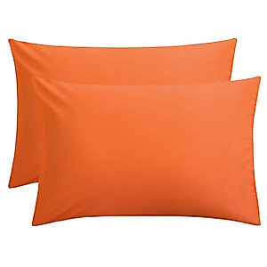 FLXXIE Microfiber Pillow Cases Queen Size Set of 2, Soft Pillowcases with Envelope Closure, Wrinkle Resistant Pillow Covers, 20x30, Orange