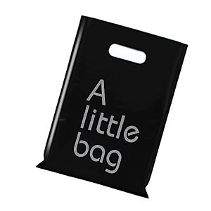 ysmile Plastic Shopping Bag for Business Small Merchandise Bag with Handle Retail Die Cut 5.9"x7.8" 50 ct - Black Little Bag