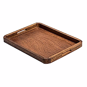 Kalmar Home Acacia Wood 18x14 Inch Rectangular Tray