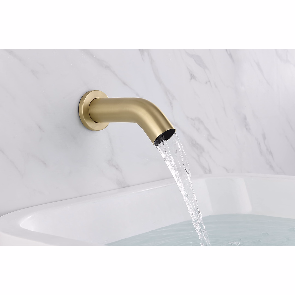 SUMERAIN 3 Handle Tub Shower Faucet Set with Waterfall Tub Spout and 3-Cross Handles, Wall Mounted Rainfall Bathtub Shower Faucet Brushed Gold