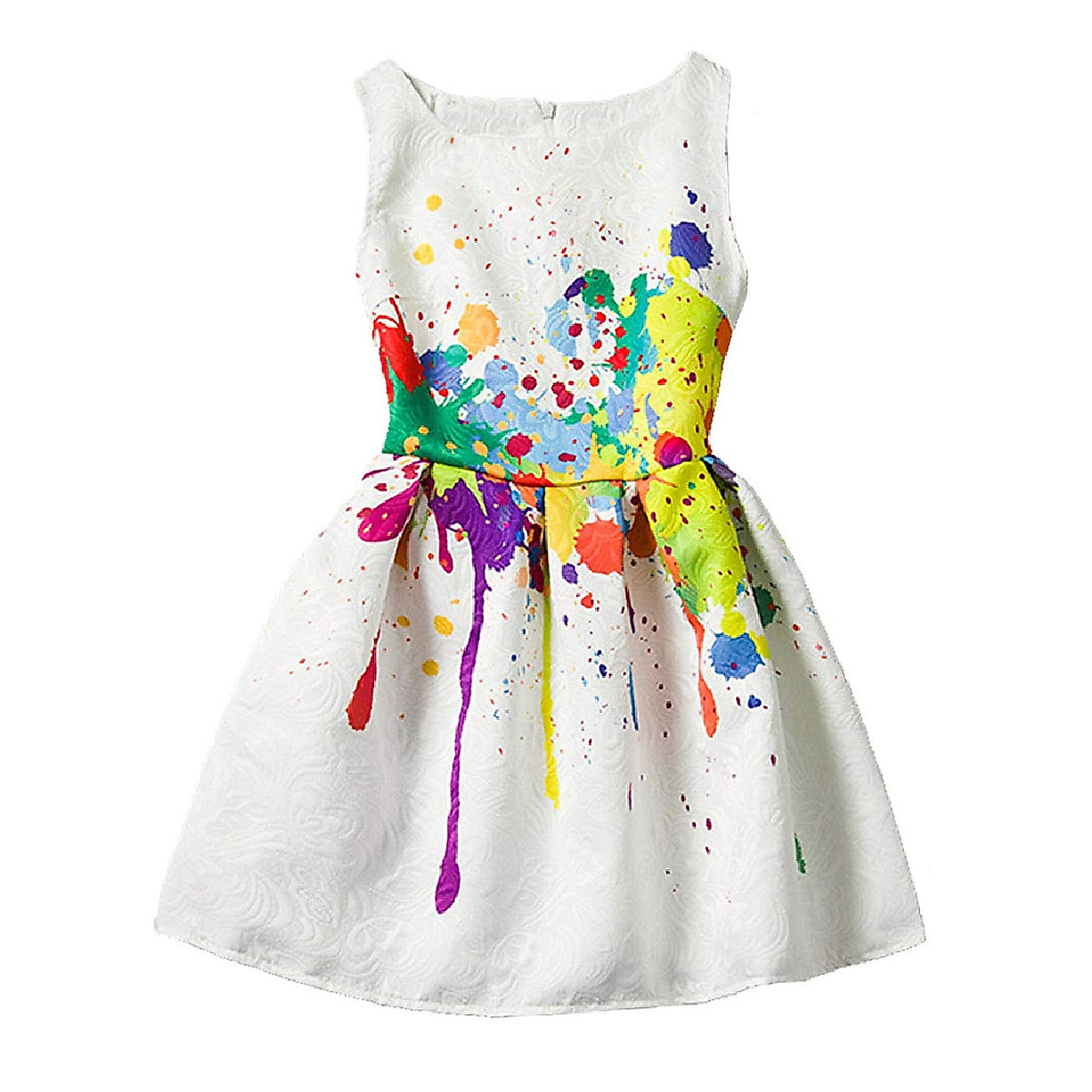 21KIDS Creative Art Colorful Paint Print Dress for Summer Girls Casual Size,8,Art Paint