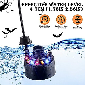 VIHOSE 2 Pcs Halloween Mist Maker Fogger Small Ultrasonic Fog Machine Halloween Water Fountain Cauldron Pond Fog with 12 LED Light Flashes for Halloween Party Decorations Rockery Fishtank Vase Decor