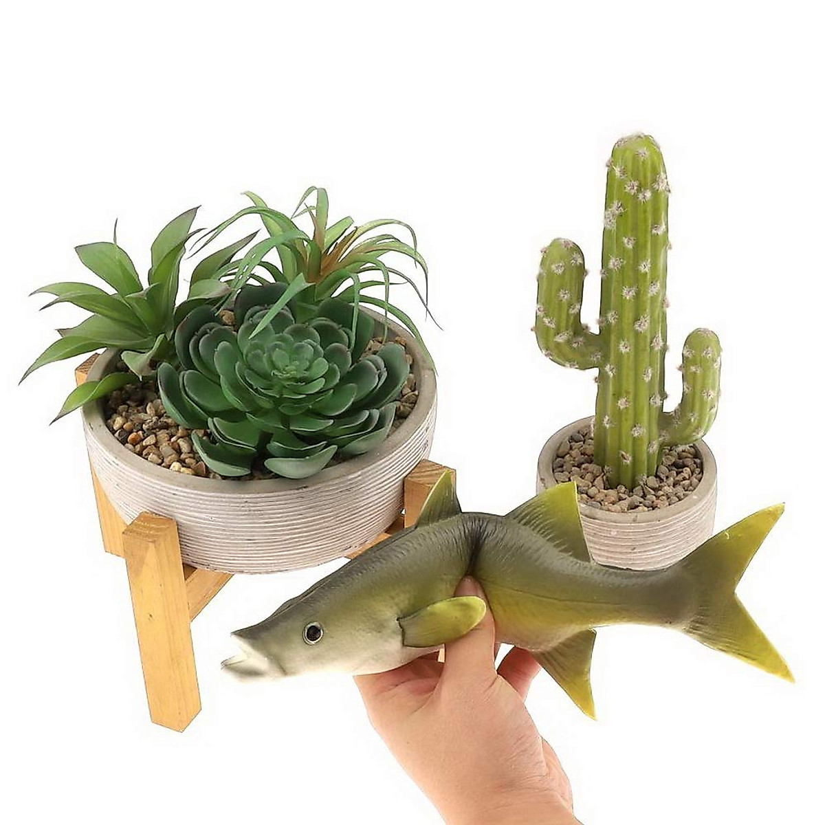 Gresorth 3 Pack Fake Fish Pretend Artificial Black Carp Lifelike Striped Bass Ornament Snapper Hanging for Home Garden Kitchen Toy Party Decoration